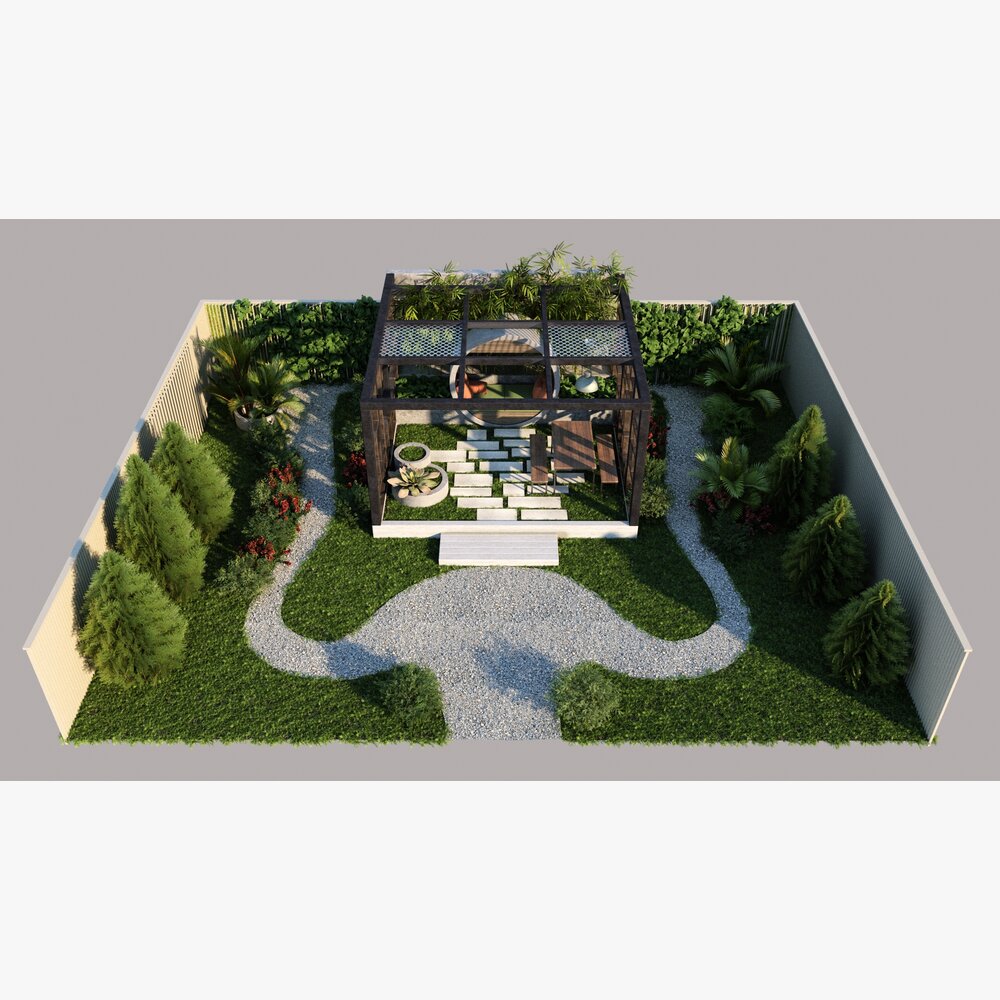 Modern Garden Pergola with Plants 3D model - Download Garden on ...