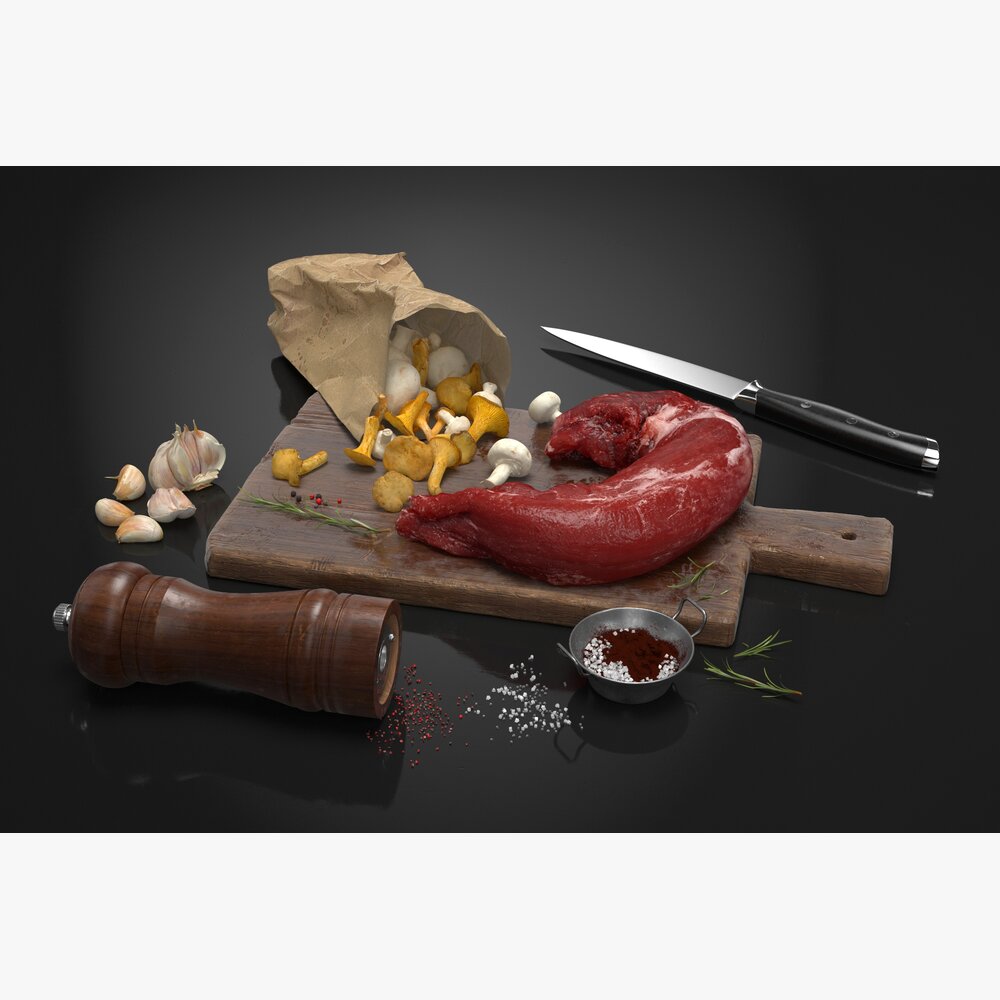 Cooking Preparation Set 02 3D model - Download Meat And Poultry on ...
