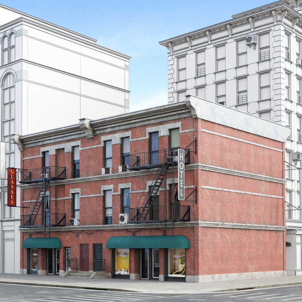 City Corner Two Storey Classic Building 3D 모델 - 다운로드 건축물 on 3DModels.org