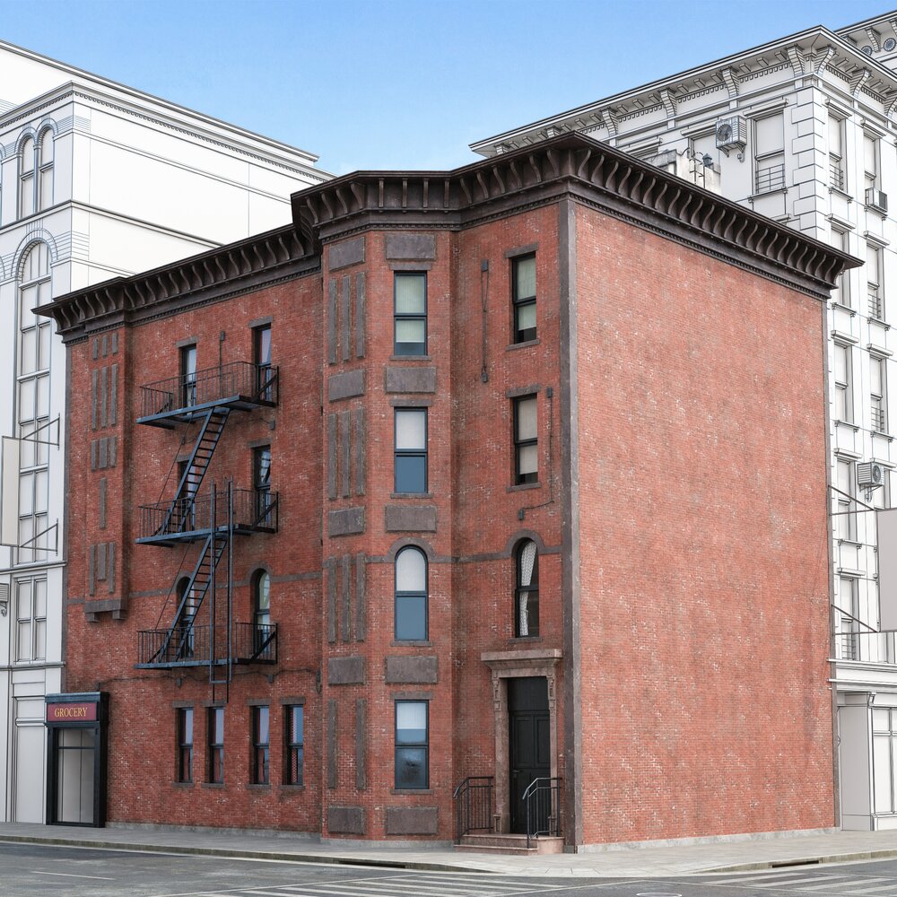 Urban Brownstone Building 3D 모델 - 다운로드 건축물 on 3DModels.org