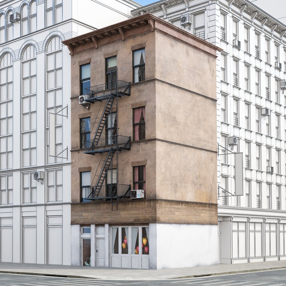 Three-Story Old Building with Staircase 3D model - Download Buildings ...