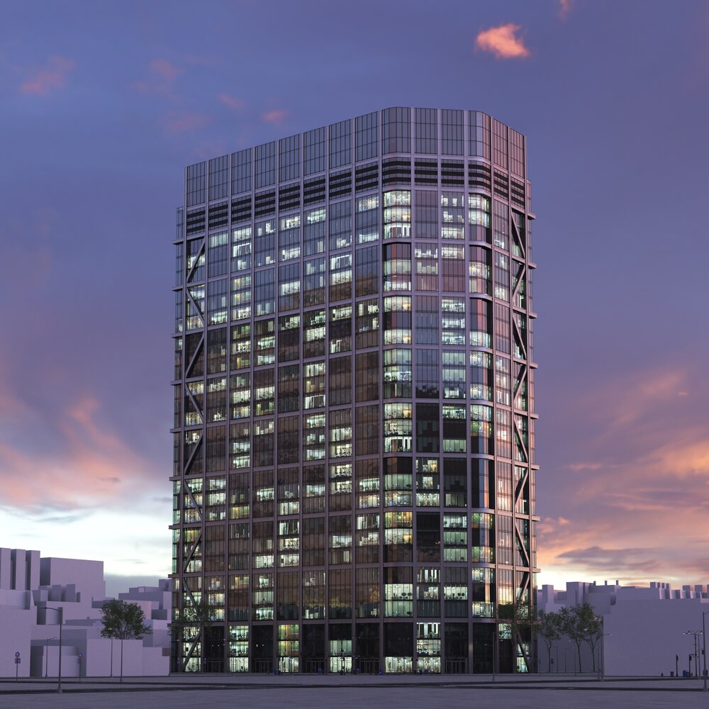 Modern High-Rise Office Building 3D model - Download Buildings on ...