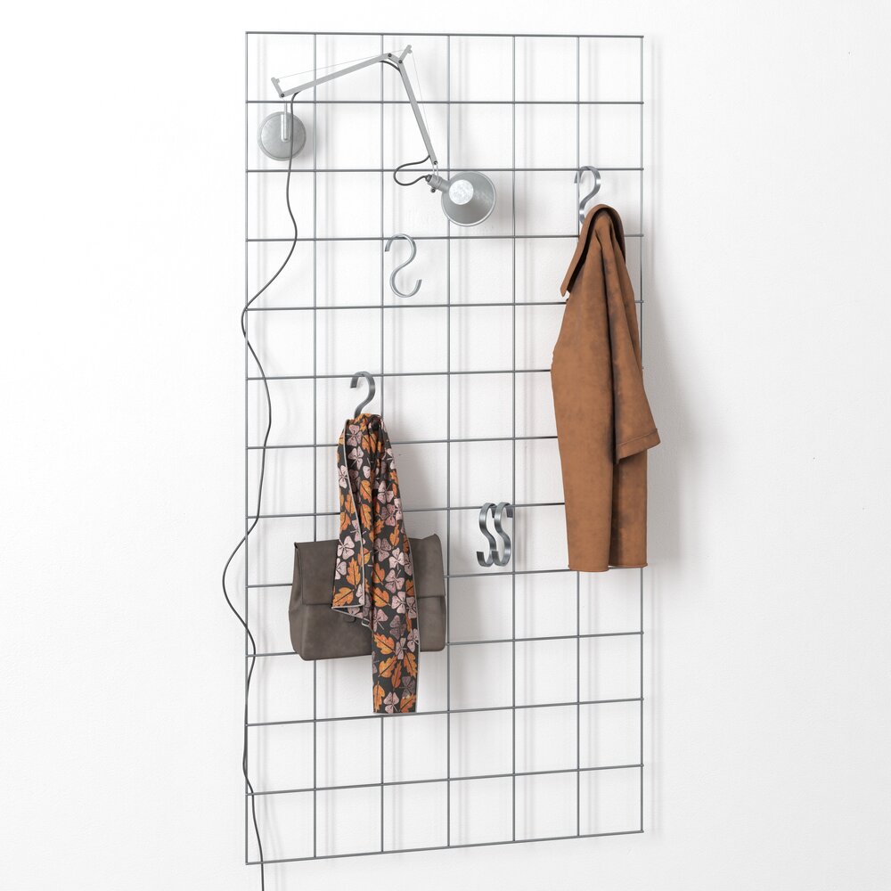 Metal Wall Retail Display Unit with Hooks and Shelves 3D model ...