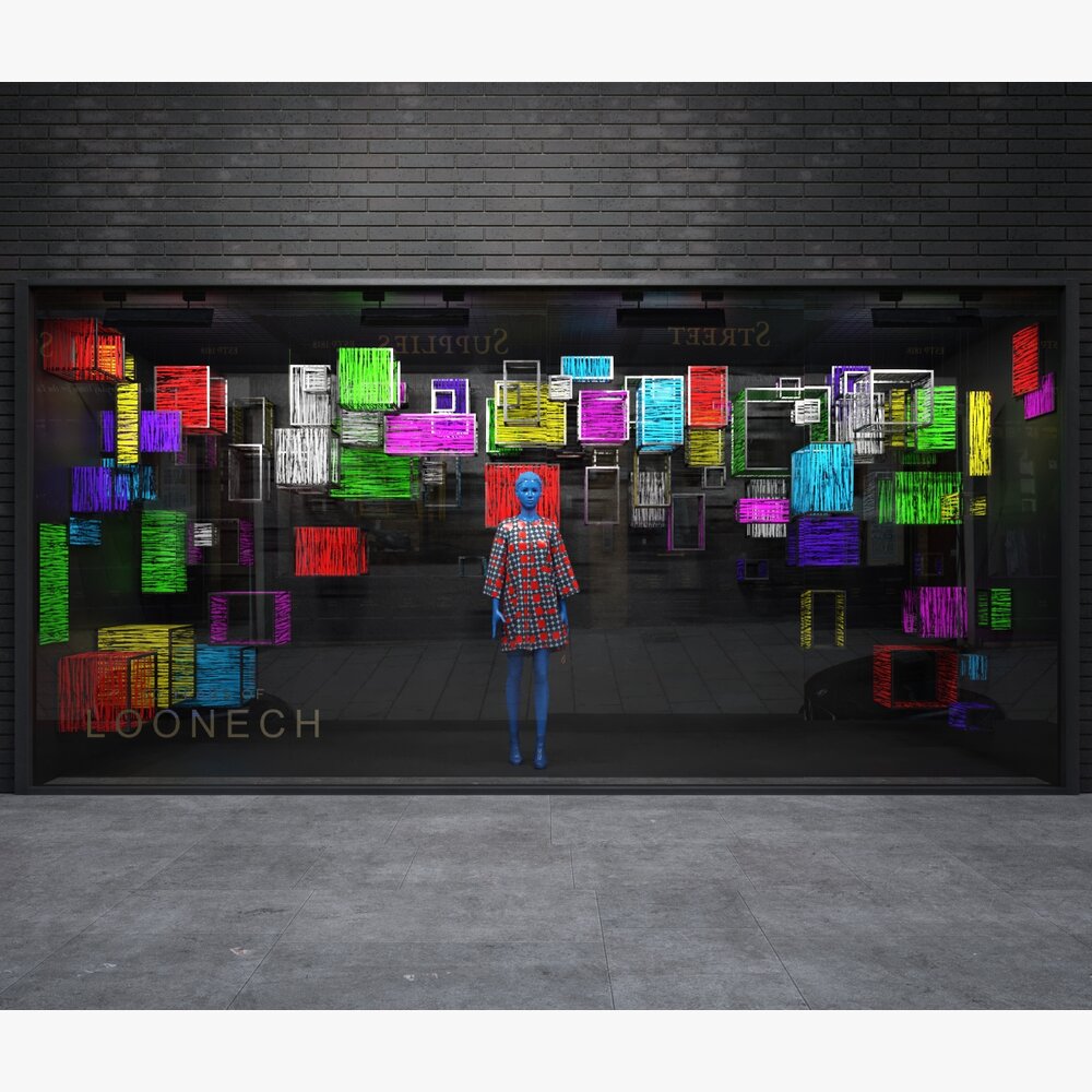 Colorful Grids Art Installation Theme Storefront 3D model - Download ...