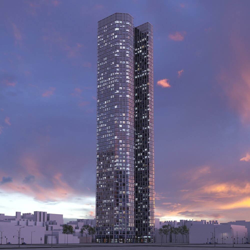 Modern Sleek Skyscraper With Rounded Glass Top 3D model - Download ...