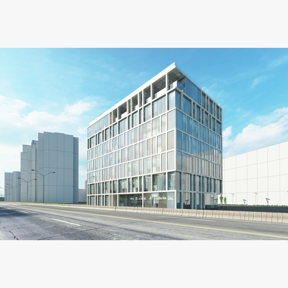 Glass Office Building Commercial Architecture Minimalist 3D модель ...