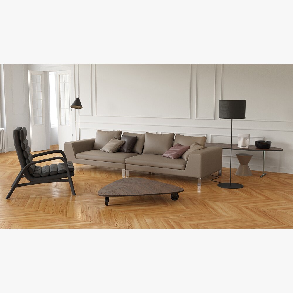 Modern Living Room Furniture Set 03 Modelo 3D - Descargar Sofá on ...