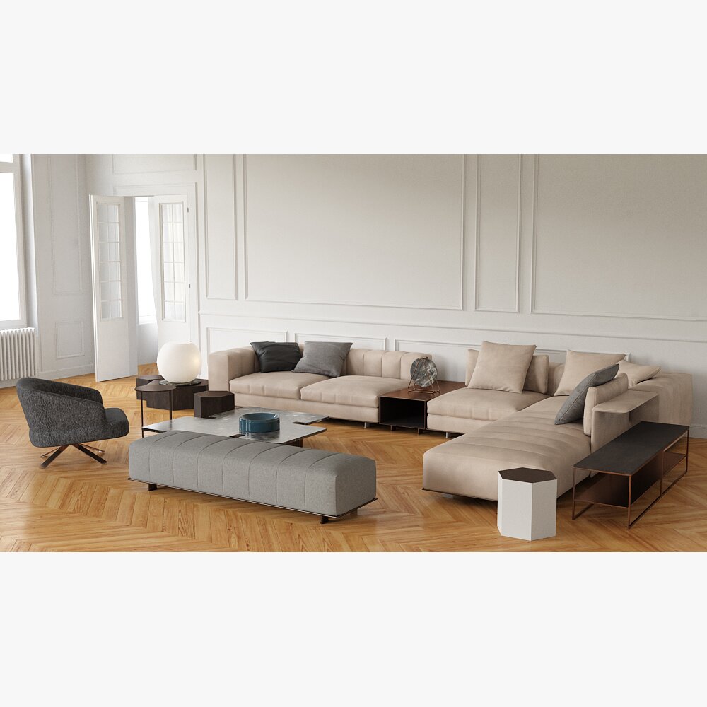 Modern Living Room Furniture Set 02 Modelo 3D - Descargar Sofá on ...