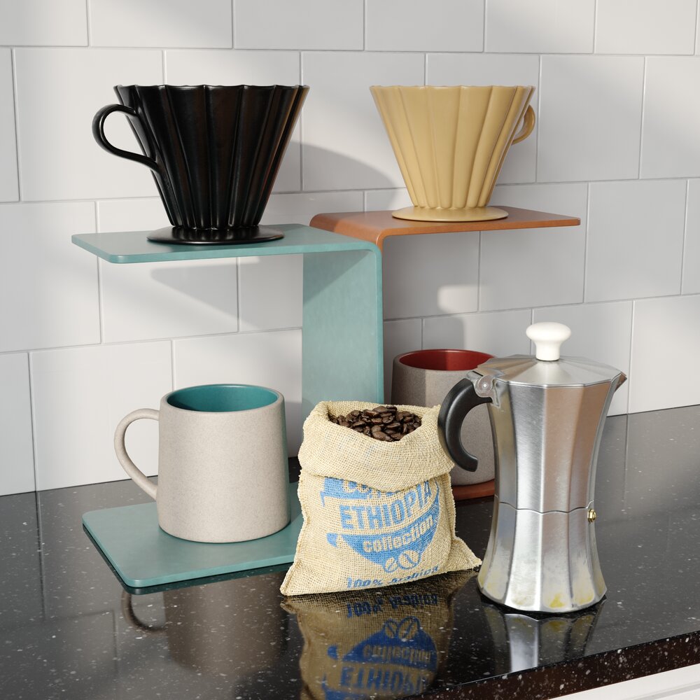 Coffee Tableware Set 3D model - Download Tableware on 3DModels.org