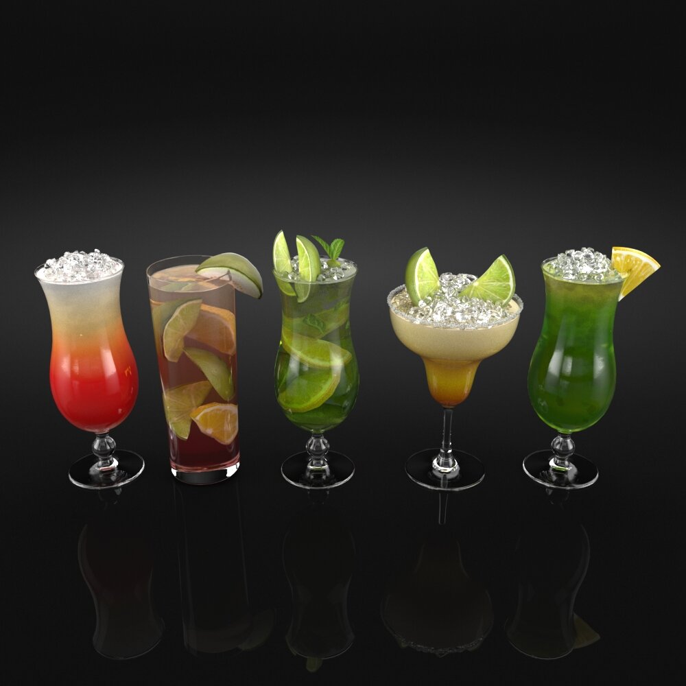 Assorted Cocktail Collection 3D model - Download Bottles, Cans on ...