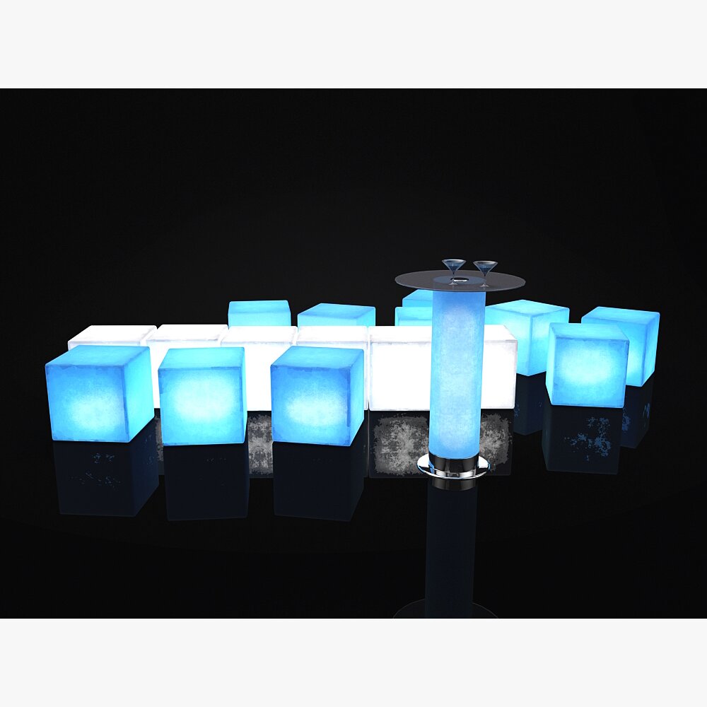 Club Illuminated Cubes Display 3D model - Download Furniture Set on ...