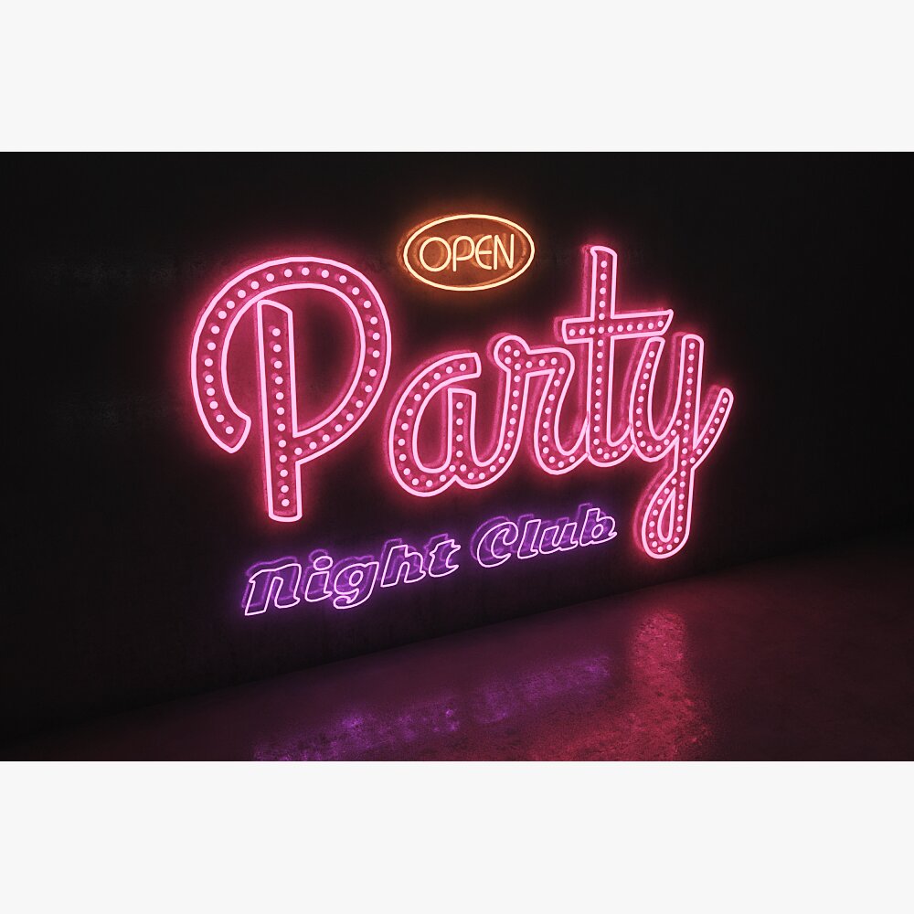Neon Party Sign 3D model - Download Street elements on 3DModels.org