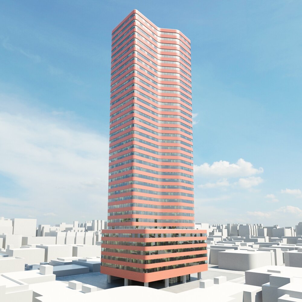 Coral High-Rise Urban Tower Architectural Design 3D model - Download ...