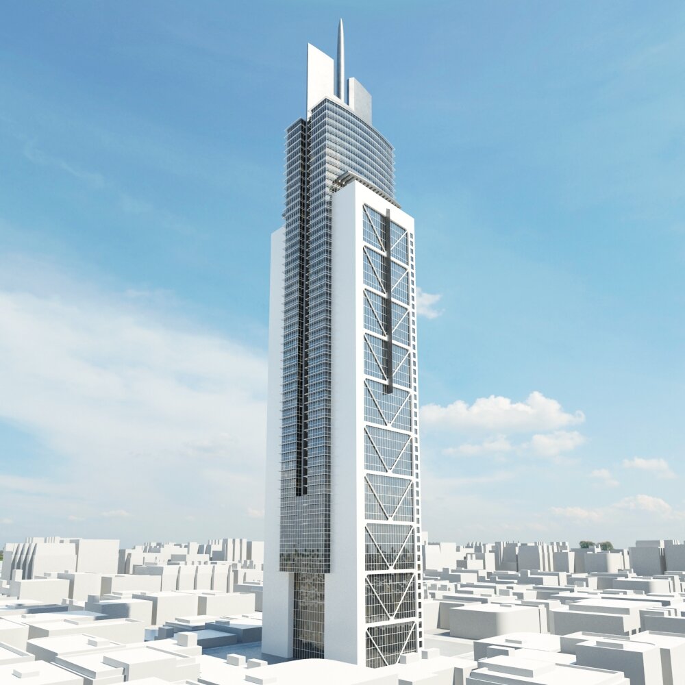 Futuristic Glass Triangular Spire Skyscraper Tower Modelo 3D ...