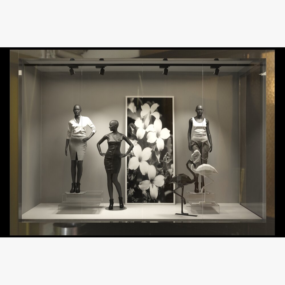Clothing Store Decorated with Flamingos 3D model - Download Commercial ...