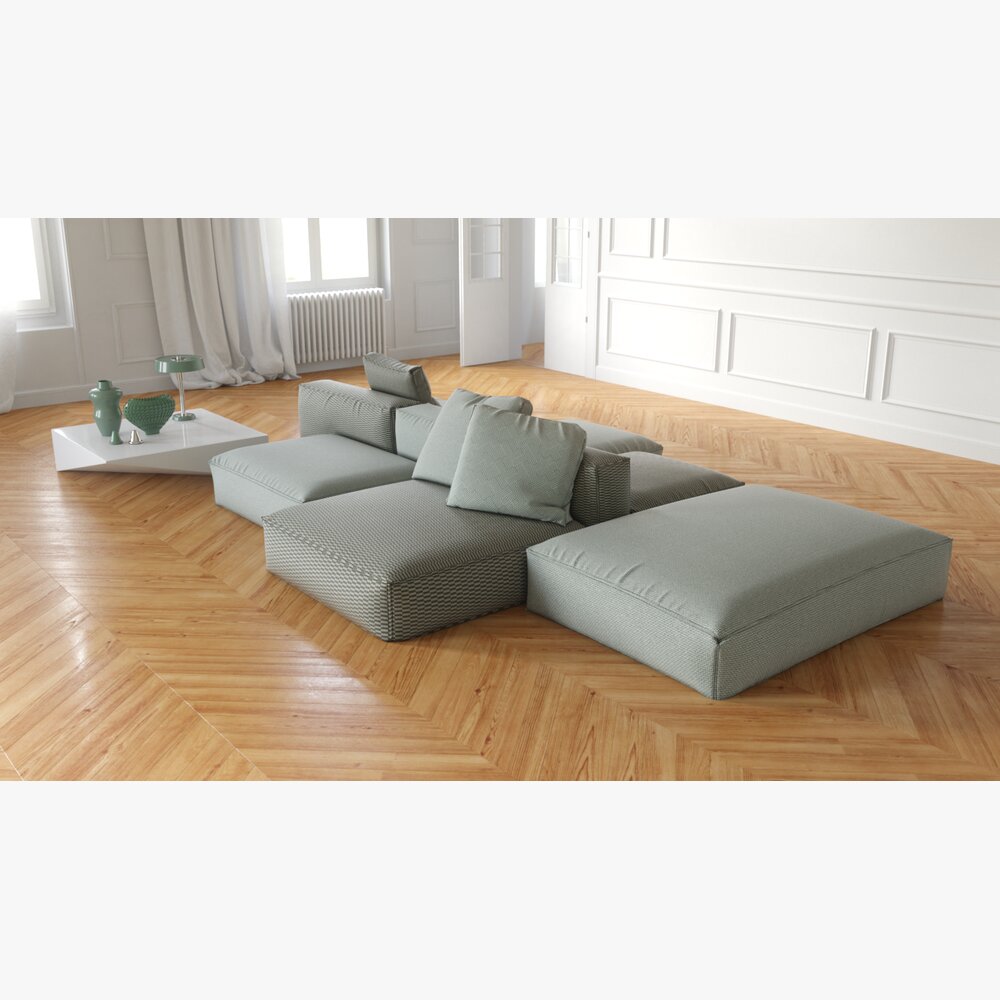 Modular Low-Profile Sofa 3D model - Download Sofa on 3DModels.org