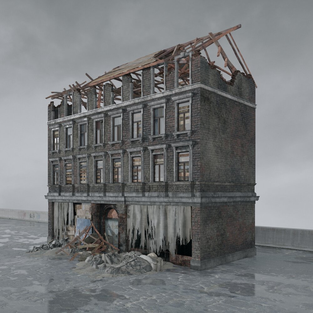 Abandoned Building Without a Roof 3D model - Download Buildings on ...