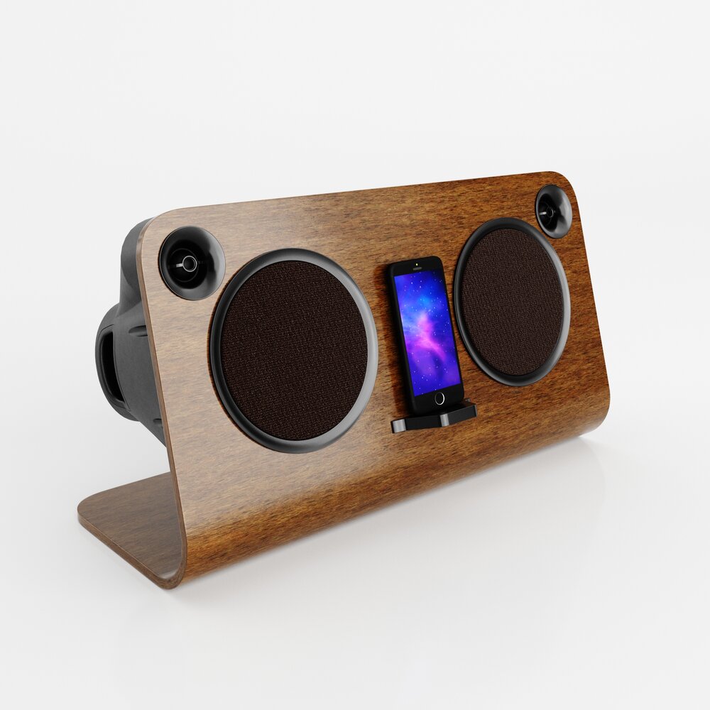 Wooden Speaker Dock with Smartphone 3D model - Download Audio Devices ...