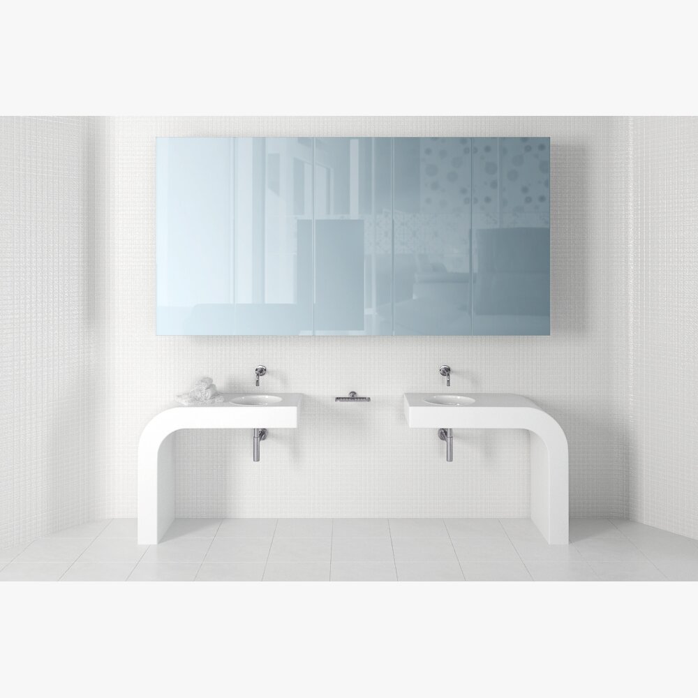 Dual Modern Sinks 3D model - Download Furniture Set on 3DModels.org