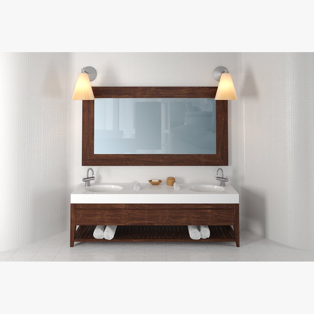 Double Sink Bathroom Vanity 3D model - Download Furniture Set on ...