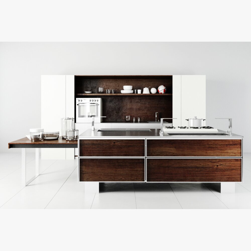 Modern Kitchen Island Design 03 3D model - Download Furniture Set on ...