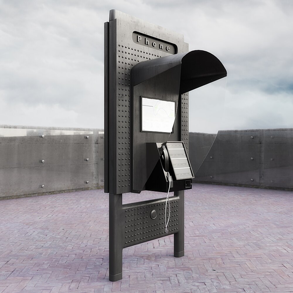 Modern Outdoor Information Kiosk 3D model - Download Street elements on ...
