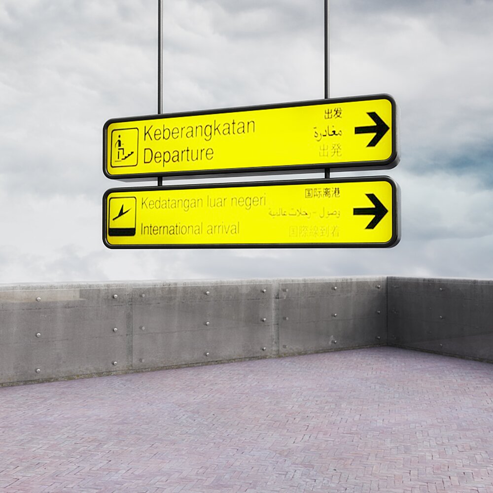Airport Directional Signs 3D model - Download Street elements on ...