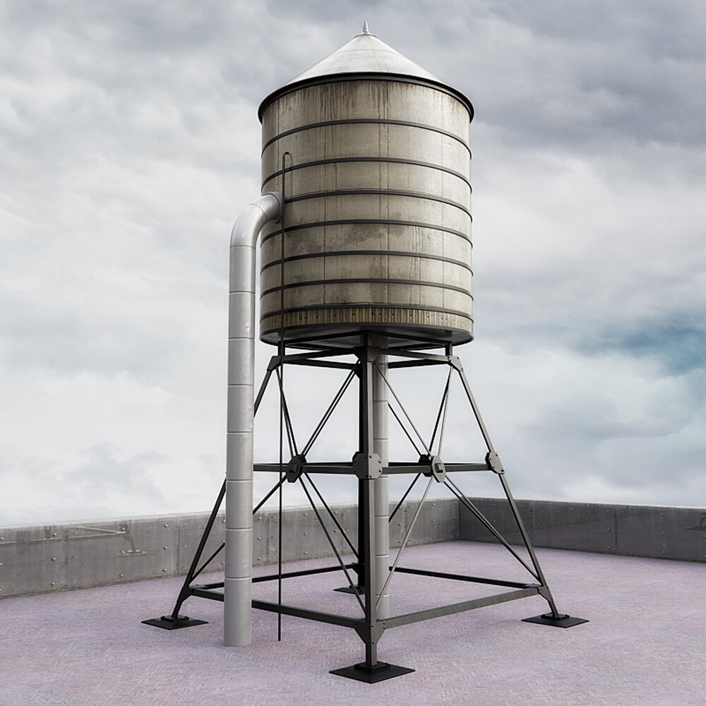 Elevated Water Storage Tank with Metal Support Structure 3D model ...