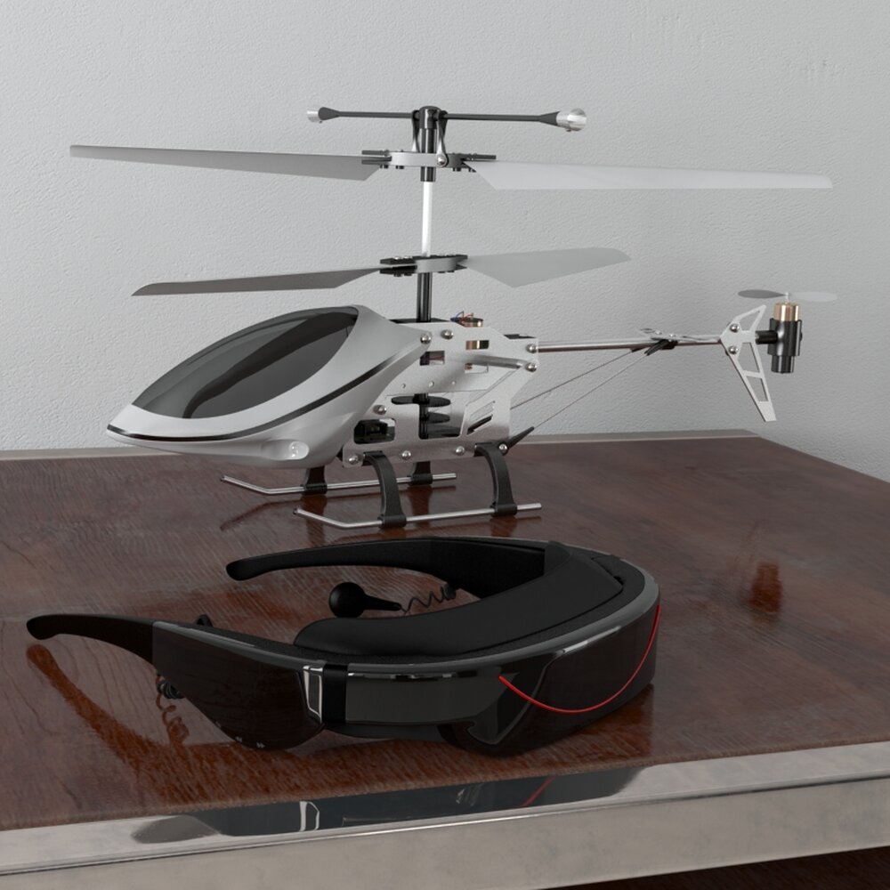 Radio-Controlled Helicopter and VR Headset 3D model - Download Photo ...