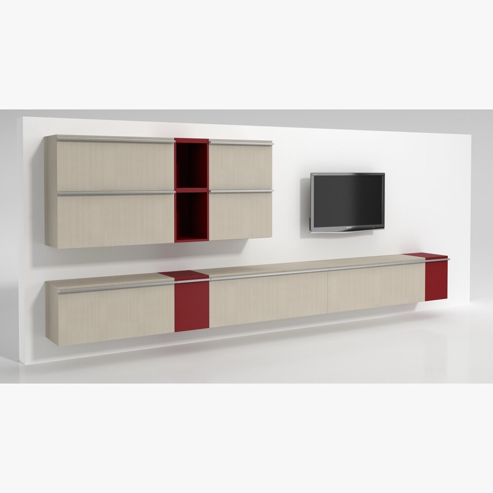 Modern Wall-Mounted TV Unit 3D model - Download Cabinet on 3DModels.org