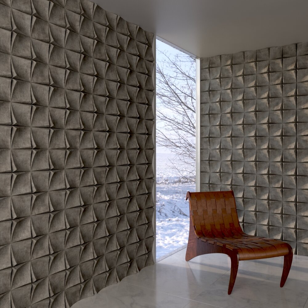 Modern 3D Wall Panels with Chair 3D model - Download Decoration on ...
