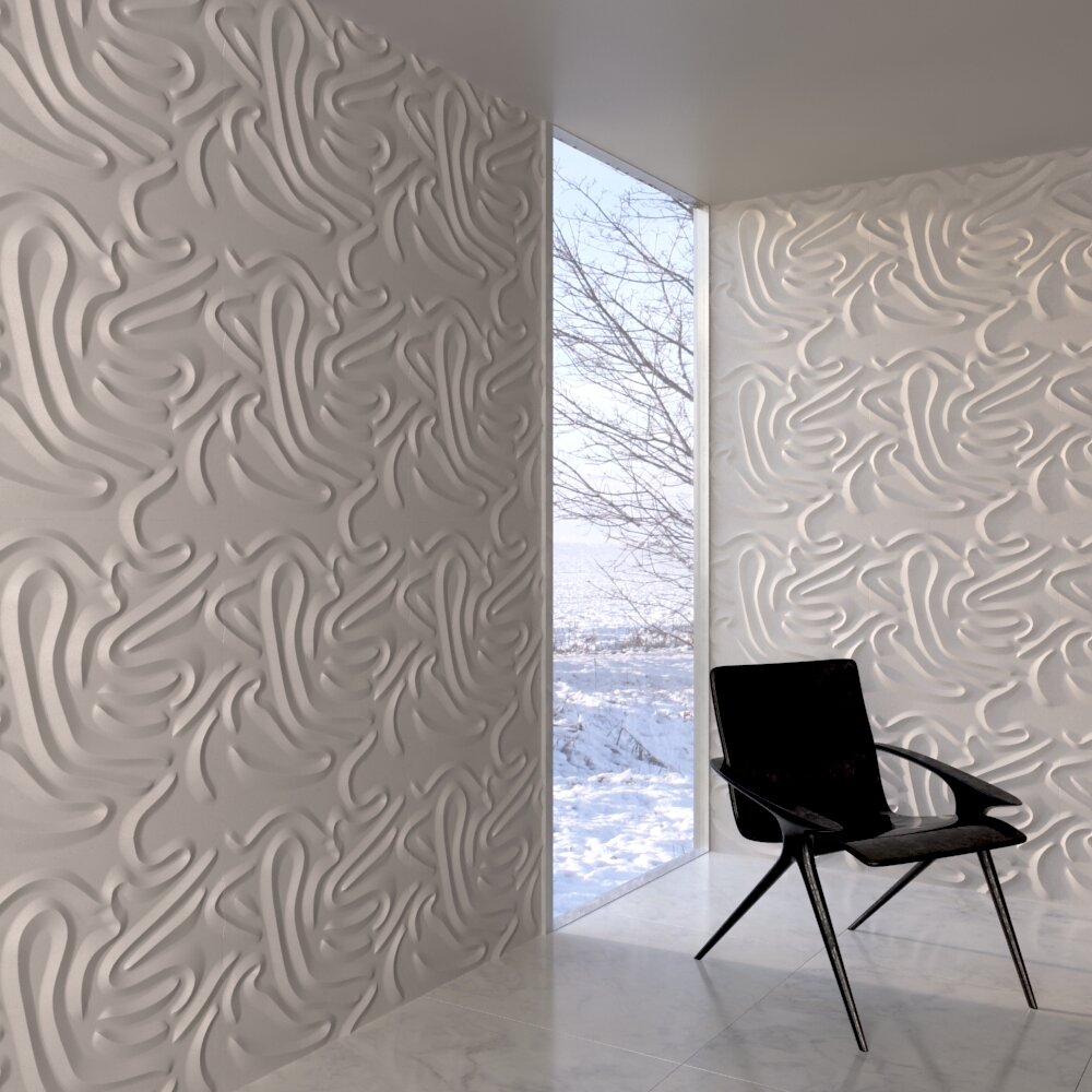 Panel de Pared Con Textura Abstracta y Silla Modelo 3D - Descargar ...