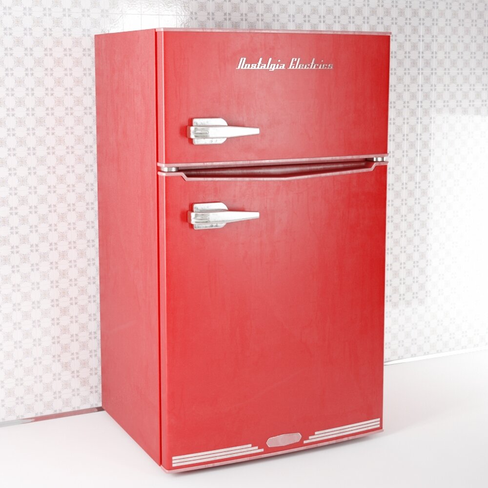 Vintage Red Refrigerator 3D model - Download Home Appliances on ...