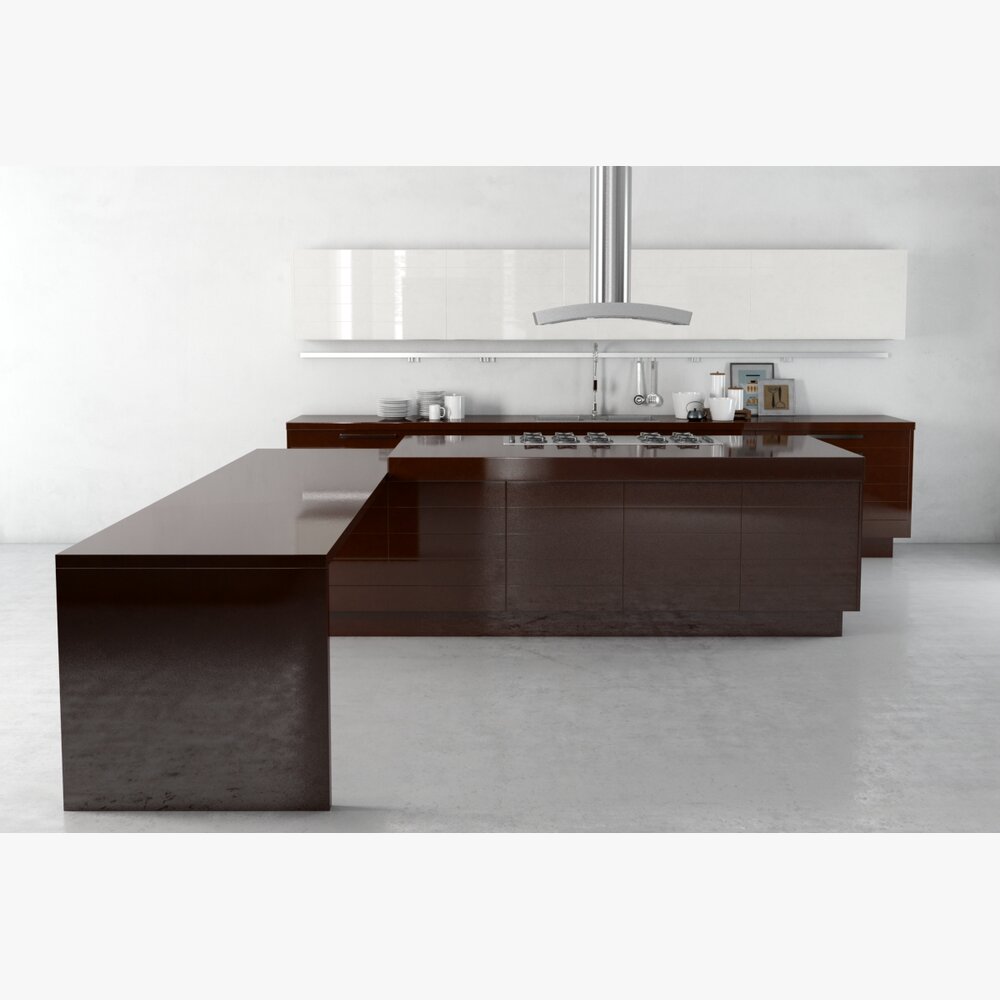 Modern Kitchen Island Design 04 3D model - Download Furniture Set on ...