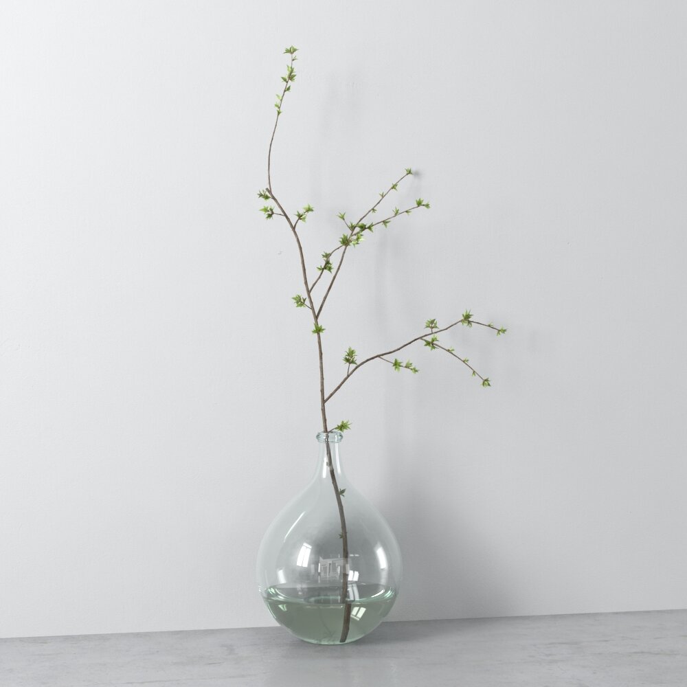 Minimalist Vase with Sprigs 3D model - Download Decoration on 3DModels.org