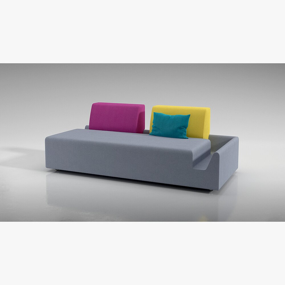 Modern Sofa with Colorful Cushions 3D model - Download Sofa on 3DModels.org