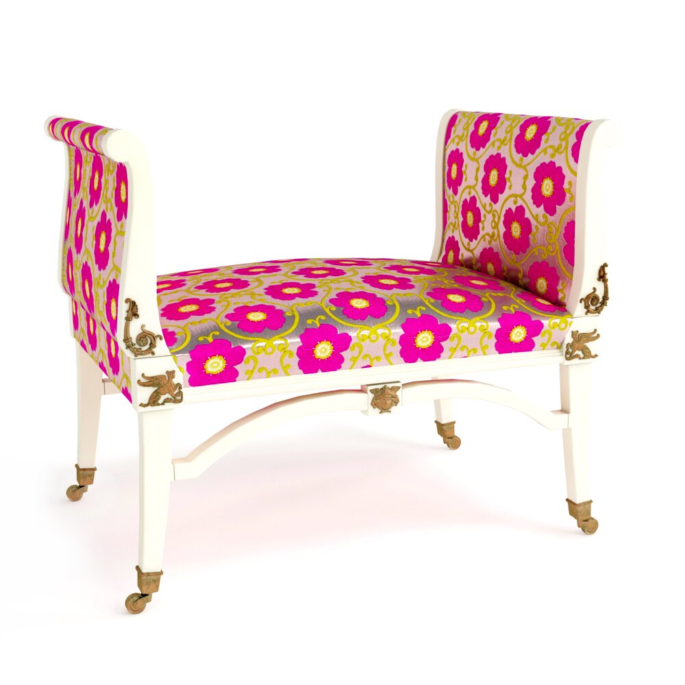 Antique Floral Patterned Accent Bench 3D model - Download Bench on ...
