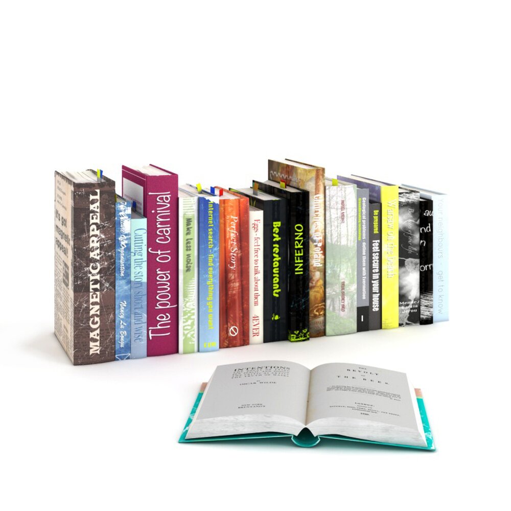 Row of Colorful Books 3D model - Download Decoration on 3DModels.org