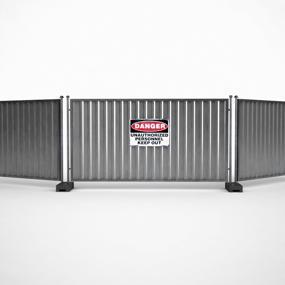 Portable Safety Barrier with Danger Sign 3D model - Download Street ...
