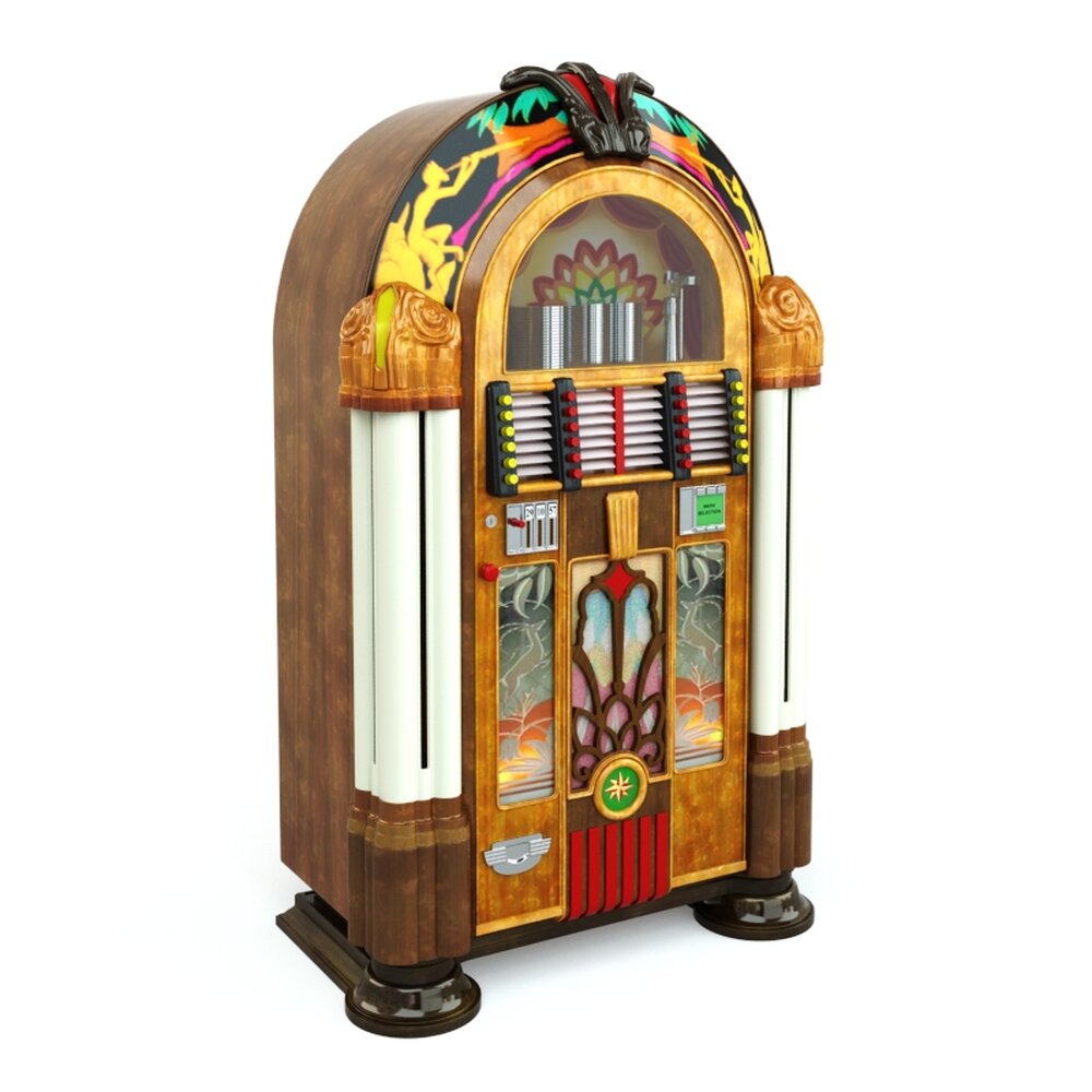 Classic Retro Jukebox with Colorful Illuminated Panel 3D model ...