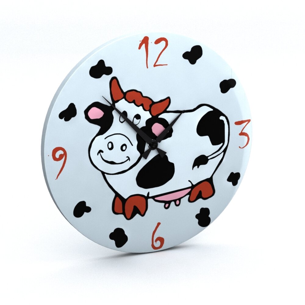 Cow-Themed Wall Clock 3D модель - Скачать Декор на 3DModels.org