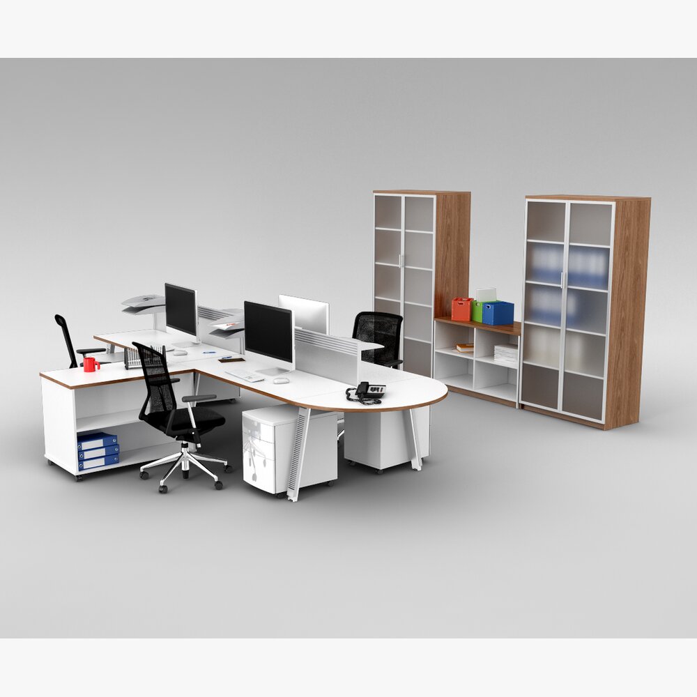 Modern Office Workstation Design Modelo 3D - Descargar Furniture Set on ...