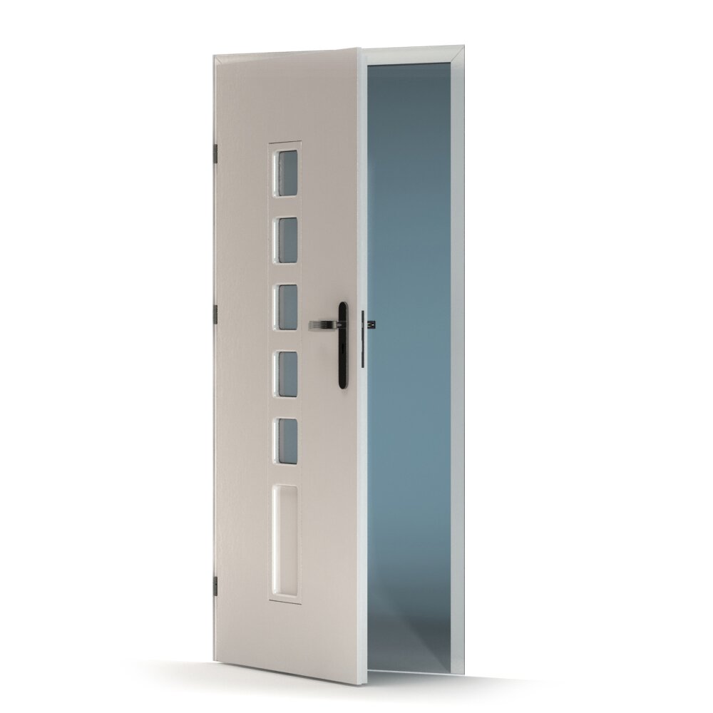 Modern Interior Door with Glass Panels 3D model - Download Building ...