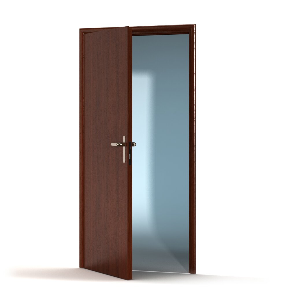 Interior Wooden Door with Glass Panel 3D model - Download Building ...