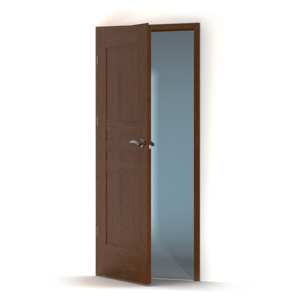 Partially Open Wooden Door 02 3D model - Download Building components ...