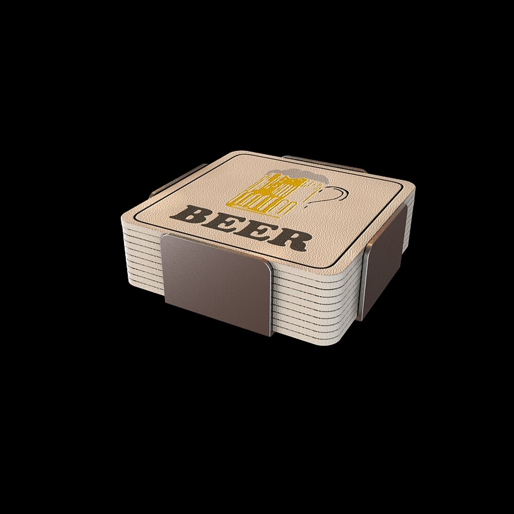 Beer-Themed Coasters Set 3D model - Download Tableware on 3DModels.org
