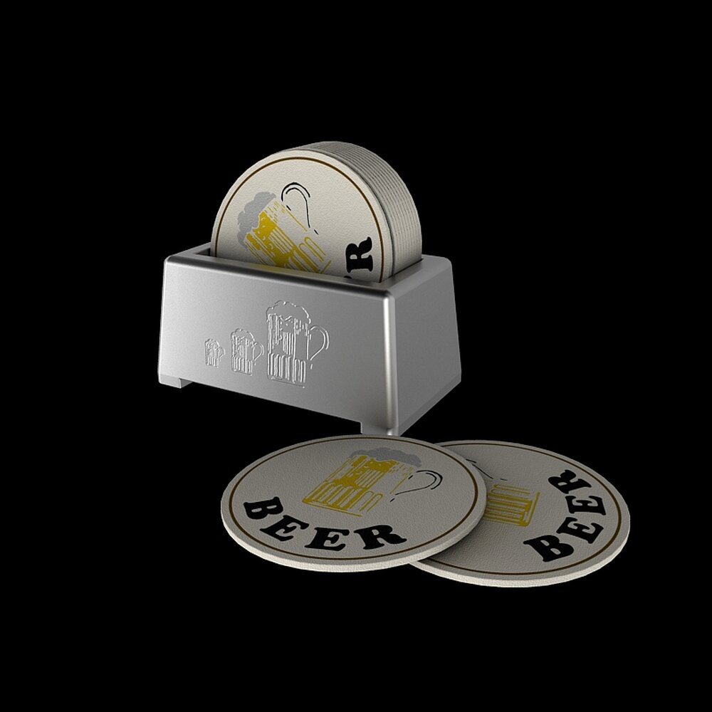 Beer Coaster Set 3D model - Download Tableware on 3DModels.org