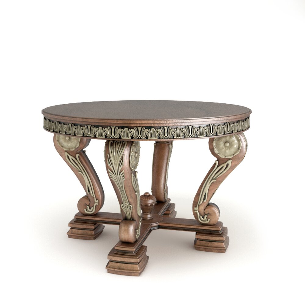Ornate Circular Wooden Table 3D model - Download Table on 3DModels.org