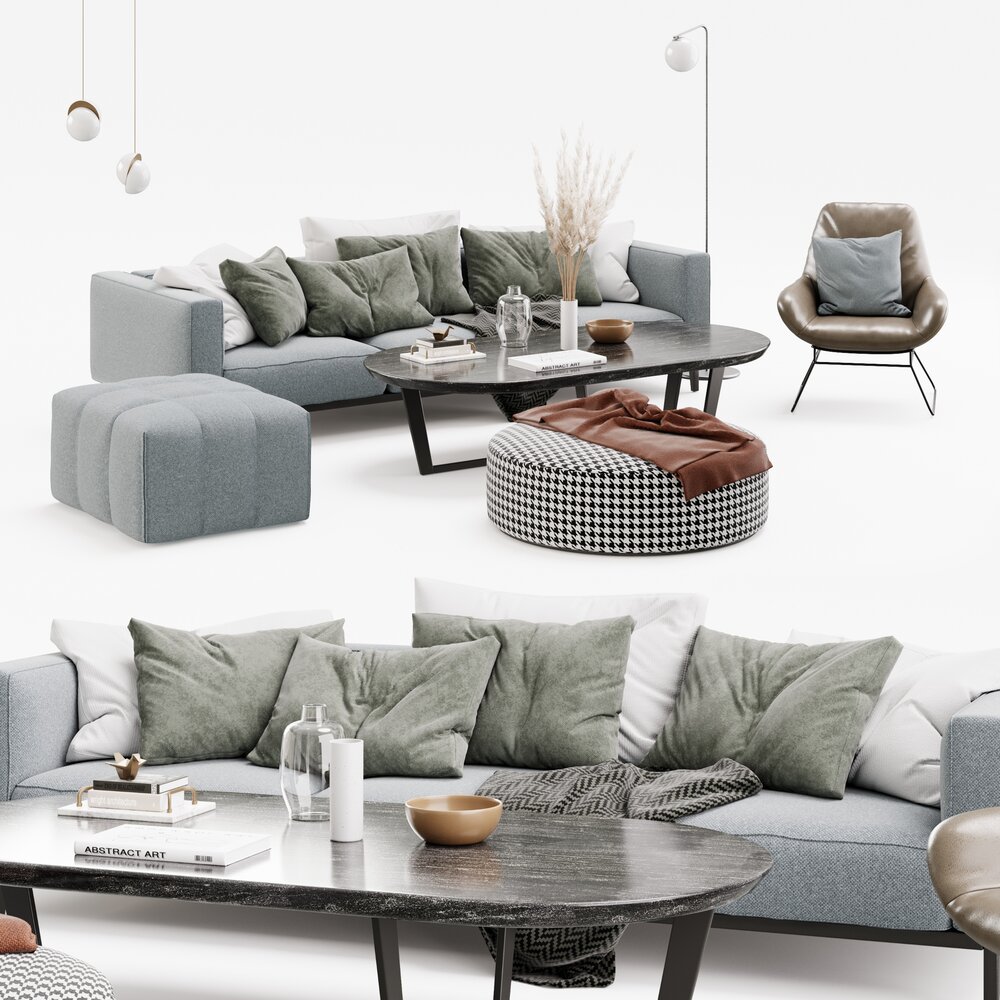 Conjunto de Sala Elegante con Sofá Seccional Modelo 3D - Descargar ...