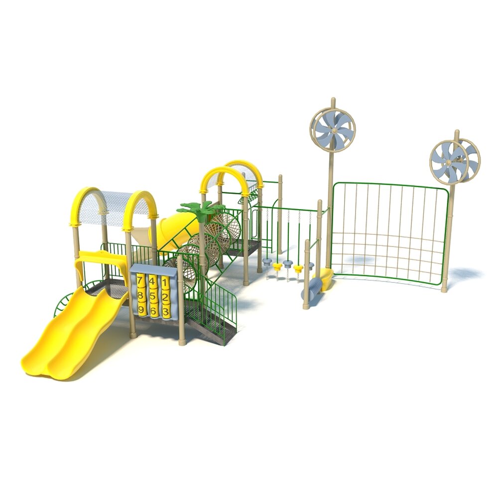 Playground Structure with Dual Slides and Climbing Features 3D model ...